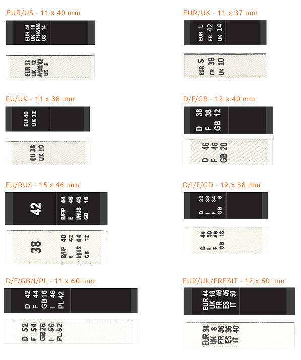 Woven Size Labels In HD Labelpartners UK